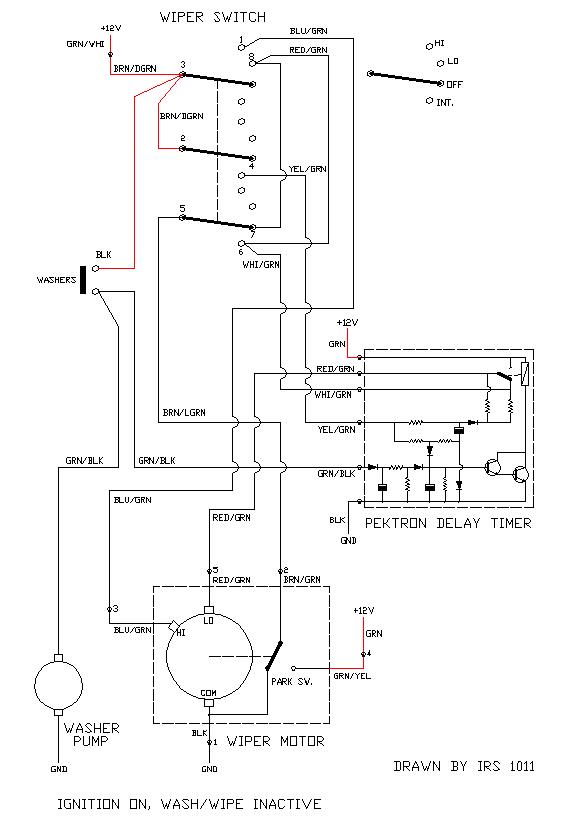 The whole wash-wipe system is fed 12v when ignition on, from a 15A fuse ...